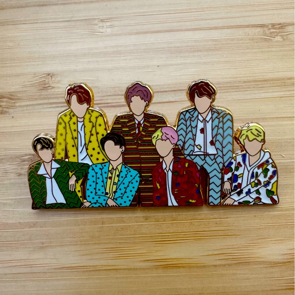 BTS | Accessories | Bts Idol Group Photo Enamel Pin | Poshmark